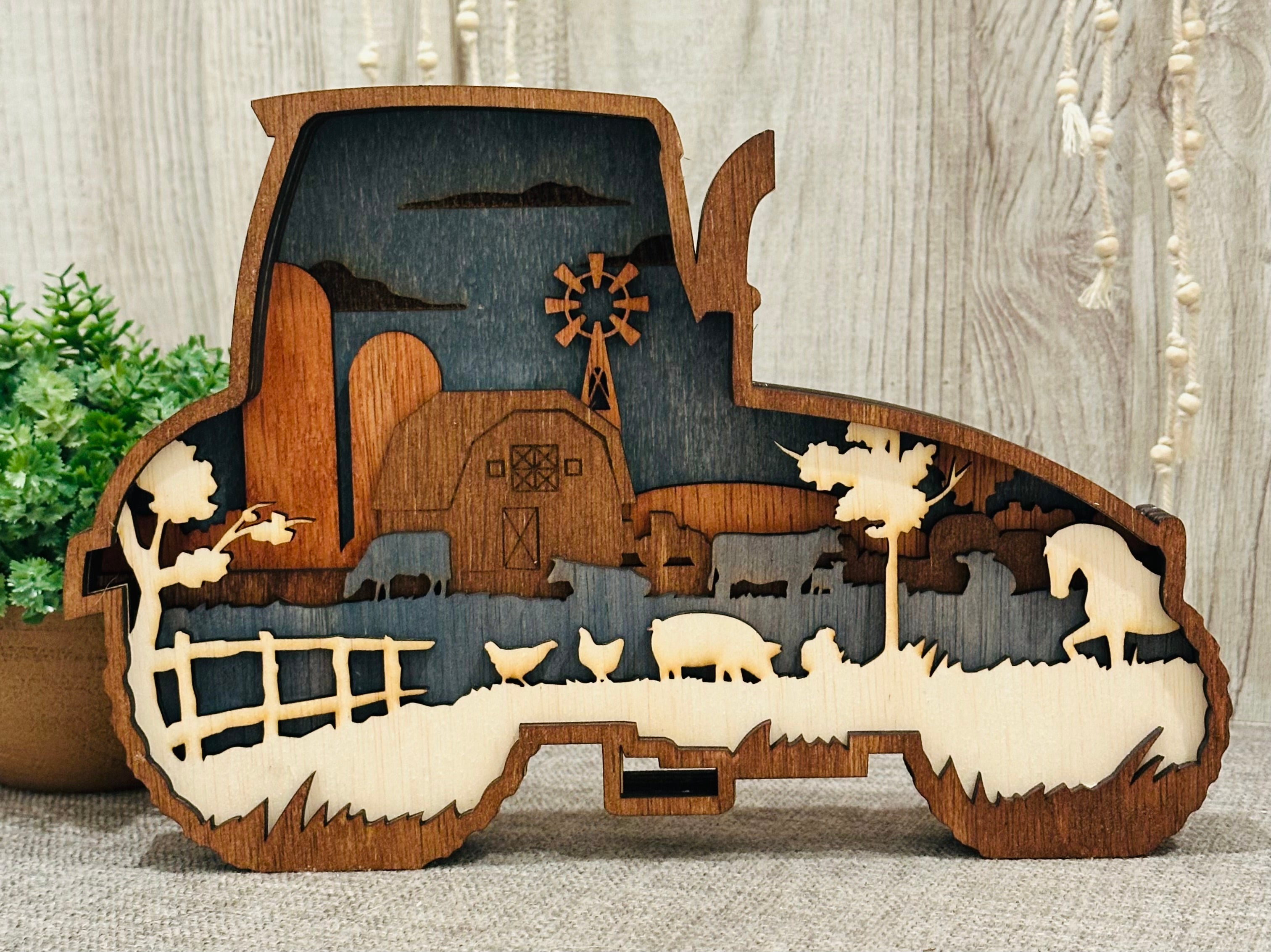 Tractor laser cut sign – All Around Charm